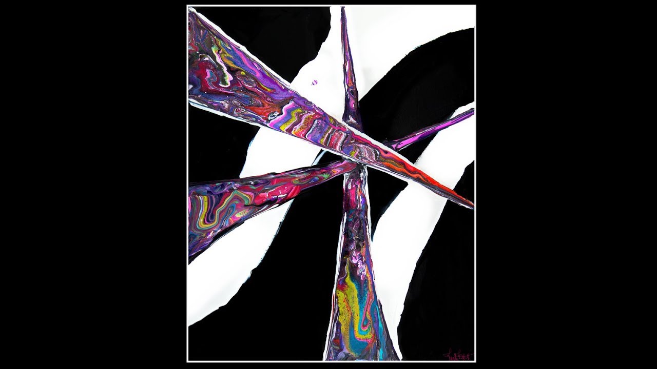 Fluid Acrylics ,Part One, Colored Spikes On Black & White #4780-4.16.19 ...