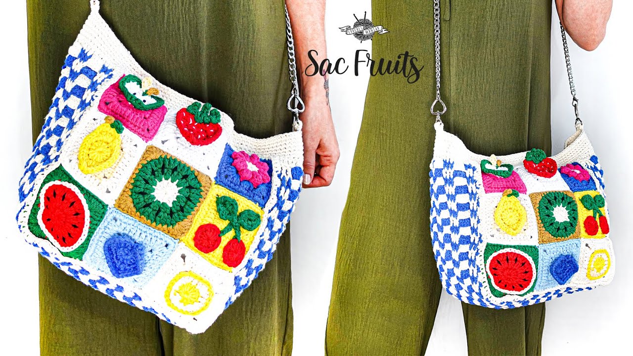 SAC "Fruits" CROCHET | Granny 3D fruits | Granny square - YouTube