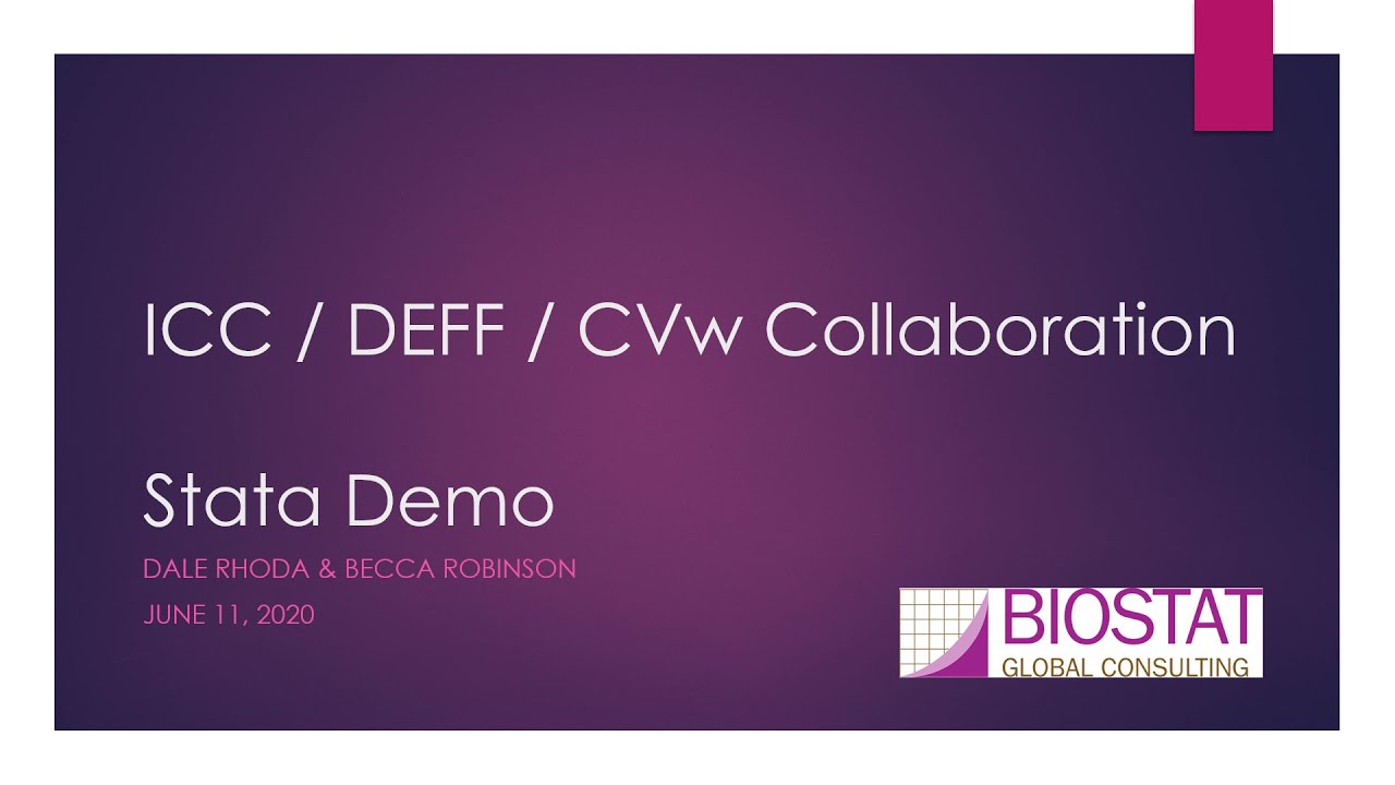 ICC/DEFF/CVw - Stata Demonstration - YouTube