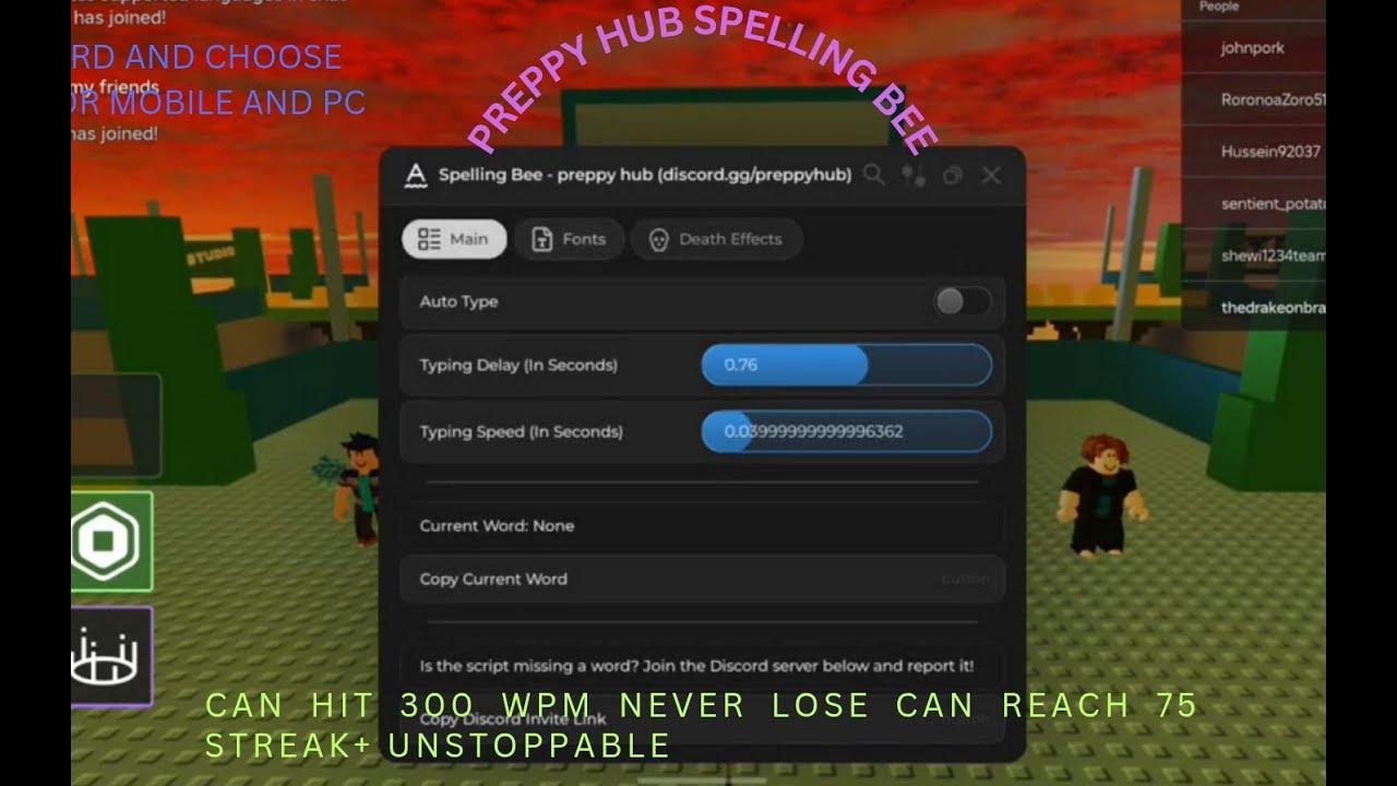 BEST SPELLING BEE SCRIPT PREPPY HUB CAN HIT 300 WPM WORKS FOR MOBILE AND PC PASTEBIN - YouTube