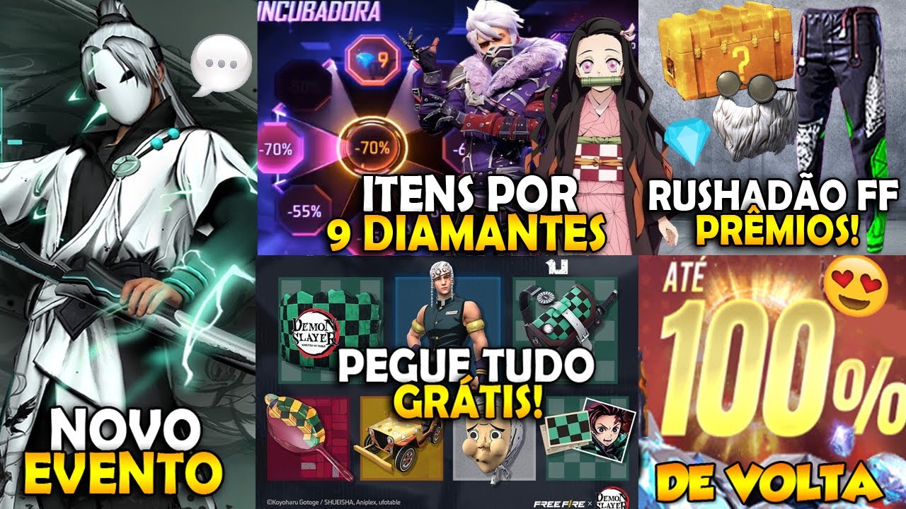 AMANHÃ!! 10 MIL DIAMANTES DE GRAÇA?, SOMBRA ROXA, ITENS POR 9 DIMAS ...