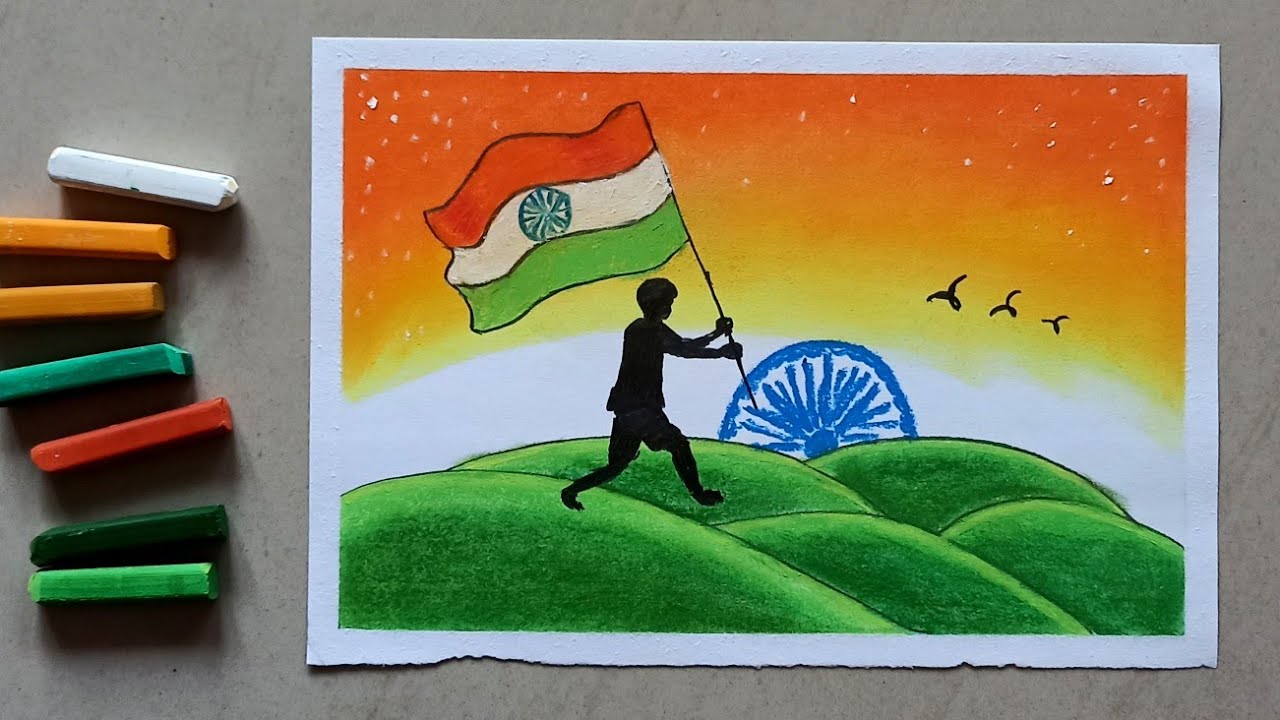 happy independence day - 15 august deshbhakti drawing - YouTube