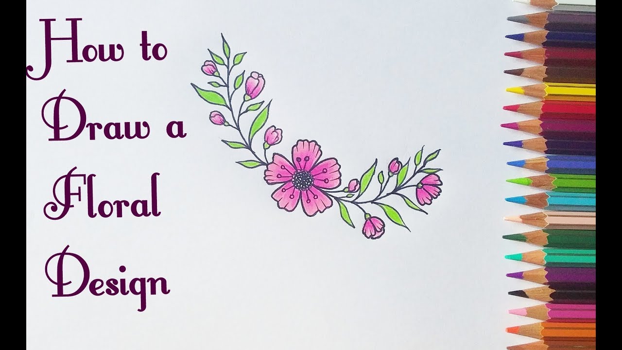 How to draw Floral design/// Floral Design// Easy flower design//2019 ...