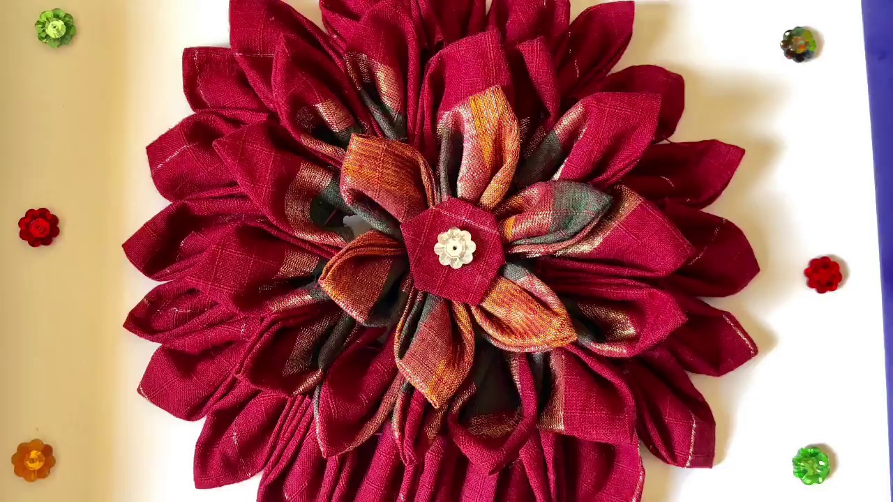 3D Flower Wall Decor By Using Waste Clothes / Best Out Of Waste / DIY ...