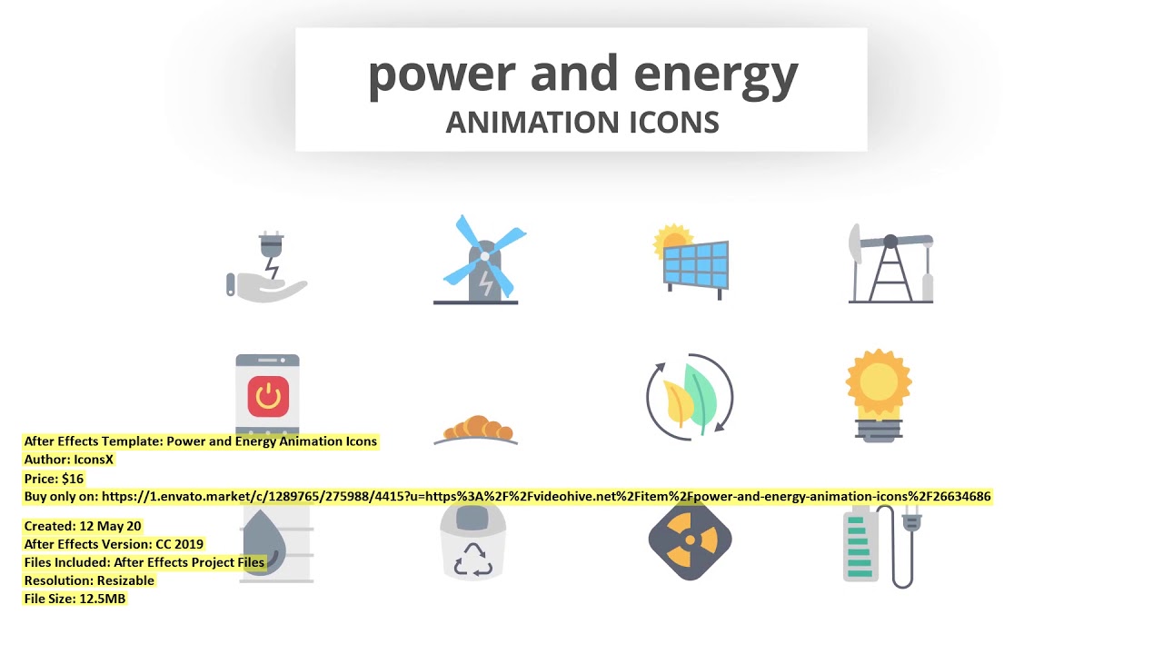 Power and Energy Animation Icons | After Effects Template | VideoHive ...