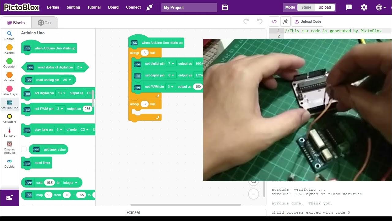 Pictoblox Arduino UNO dan L293D mengontrol DC Motor - YouTube