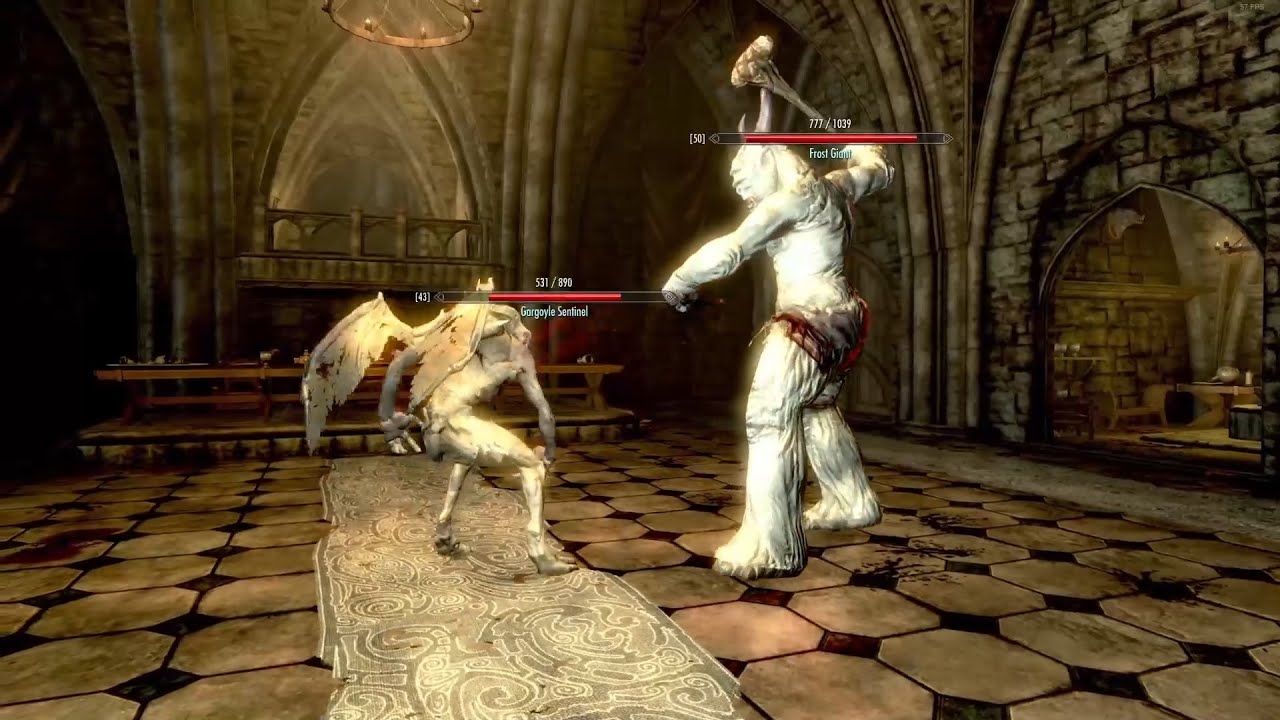 Skyrim Battles - Gargoyle Sentinel vs. Dremora Lord, Frost Giant ...