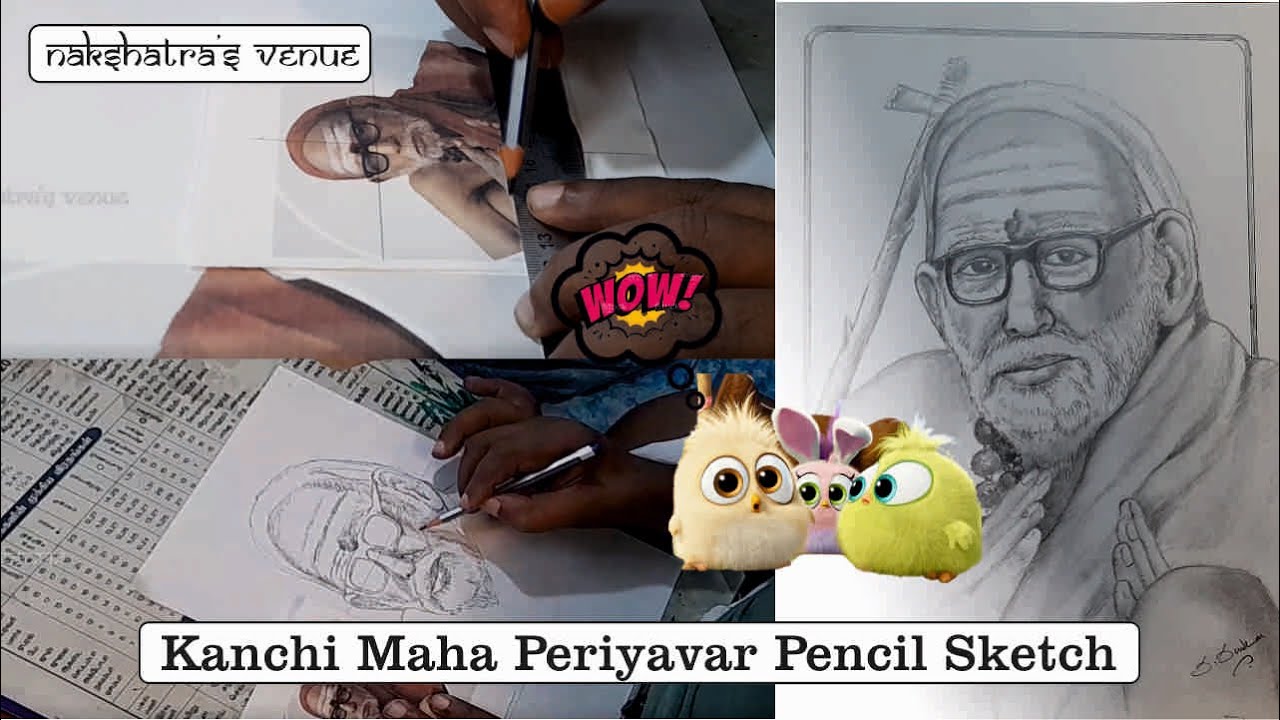 Kanchi Maha Periyavar Pencil Sketch | Kanchi Mahan | Chandrashekarendra ...