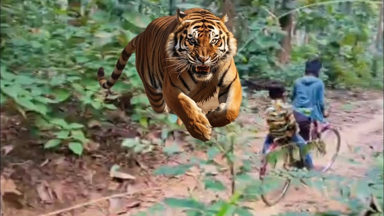 Bengal tiger Attack vs Babu in forest... Jangal me tiger ka hamala ...