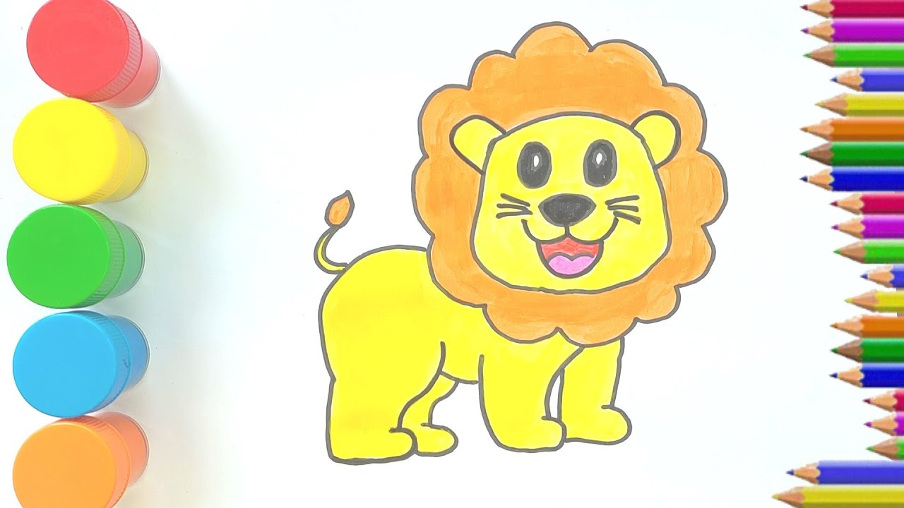Cara Menggambar, Melukis,dan Mewarnai Hewan Singa| Raja Hutan| Mudah ...