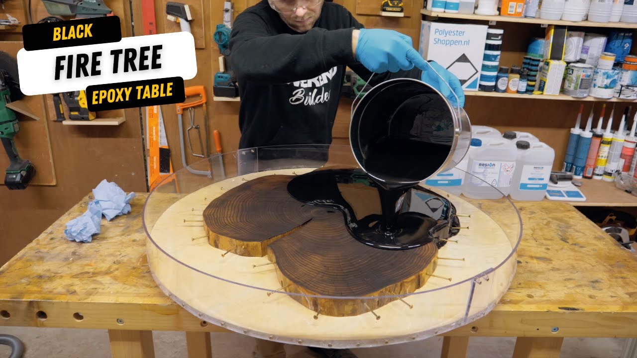 FIRE TREE TRUNK BLACK EPOXY TABLE - YouTube
