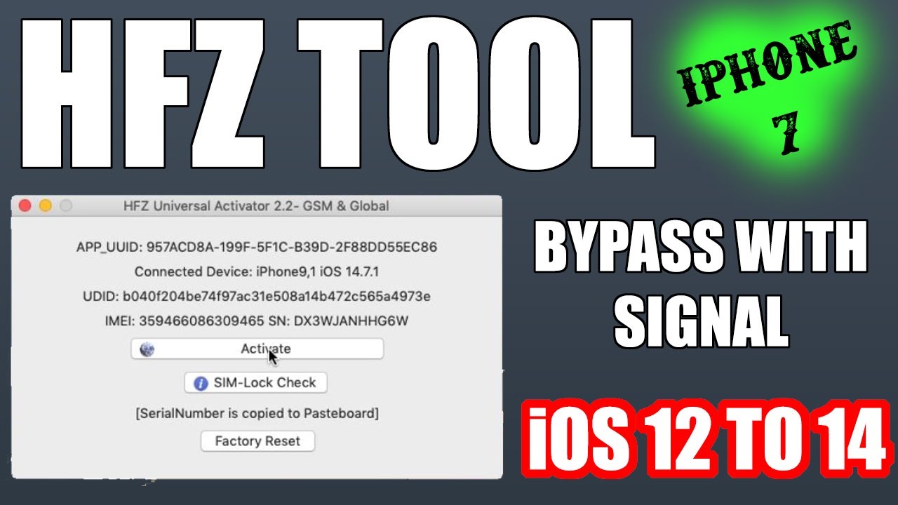 HFZ TOOL FULL BYPASS FOR IPHONE 7 WITH SIGNAL - YouTube