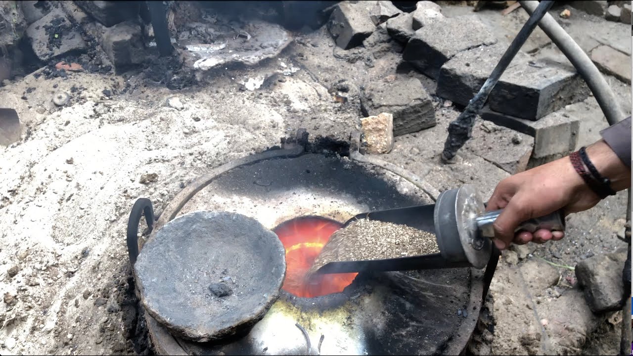 Brass Casting from Shavings at the foundry watch the Blacksmiths cast a ...