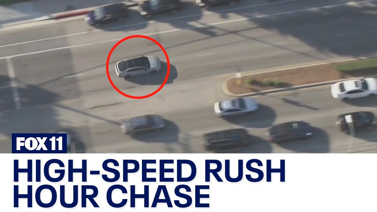 Police chasing robbery suspect through LA County - YouTube