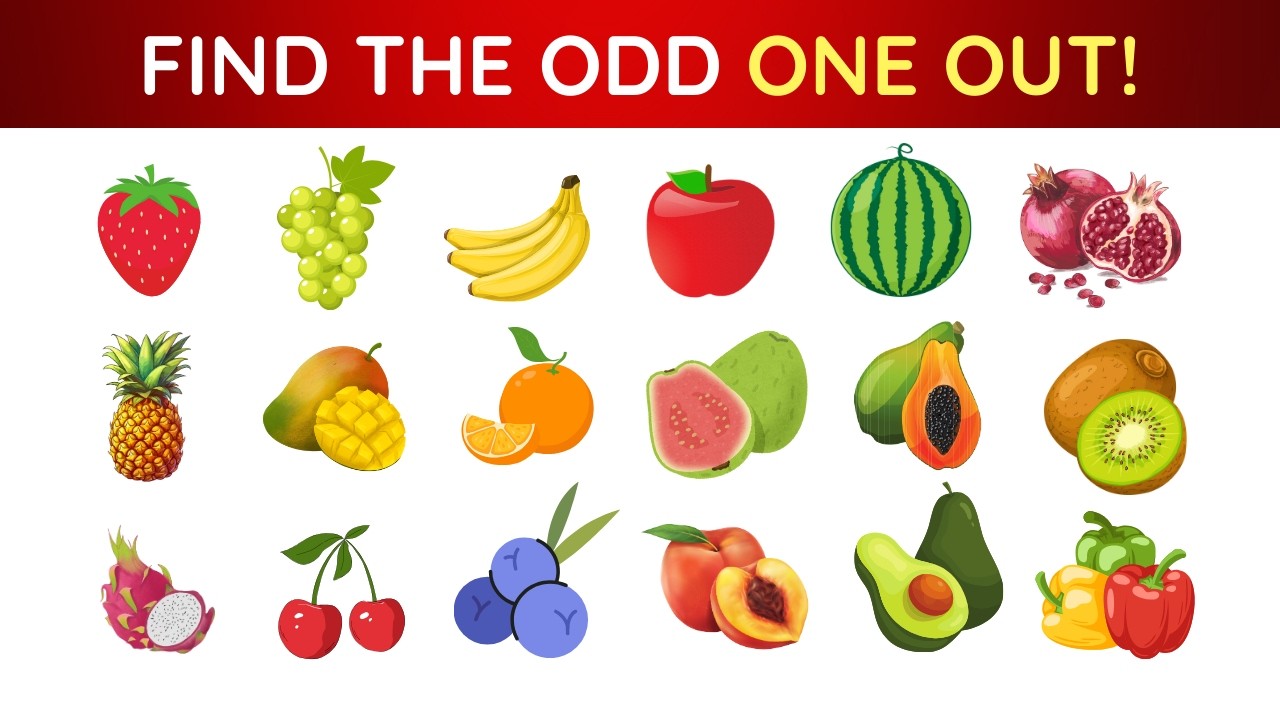 Find The Odd One Out! Fruits and Vegetable Edition | Find The ...