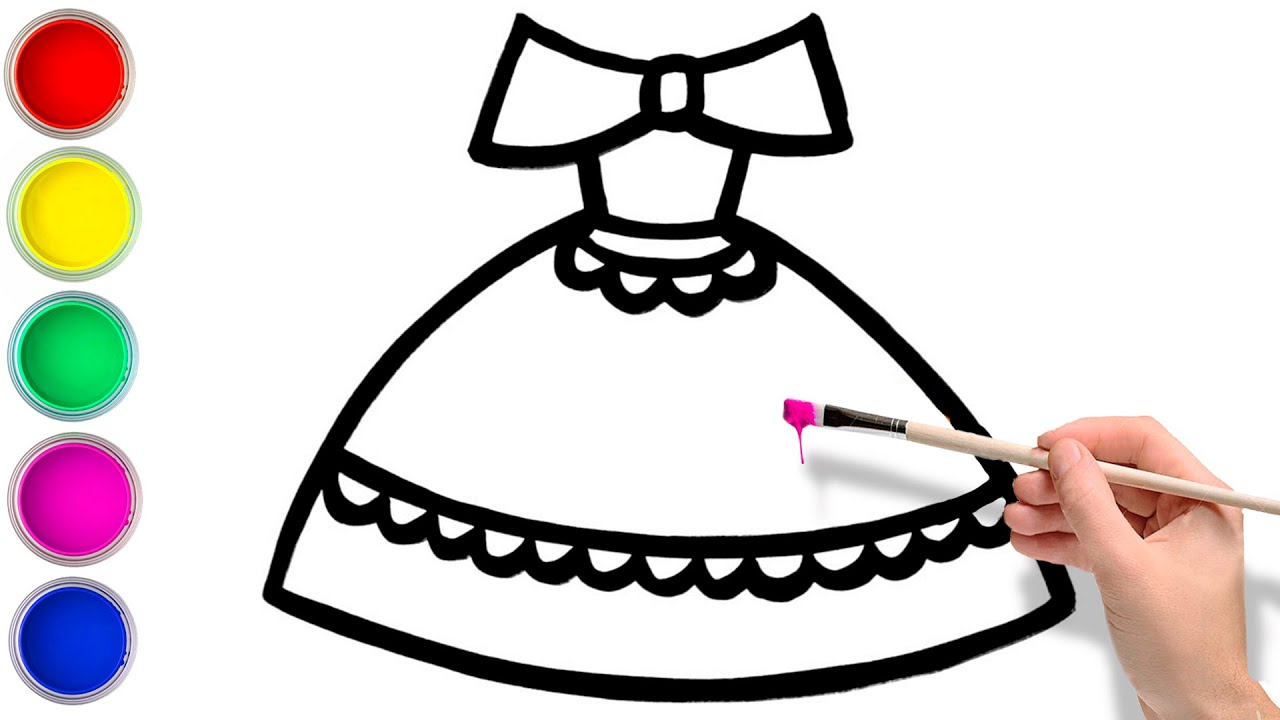 Drawing and coloring Princess dresses / Draw for children with paints ...