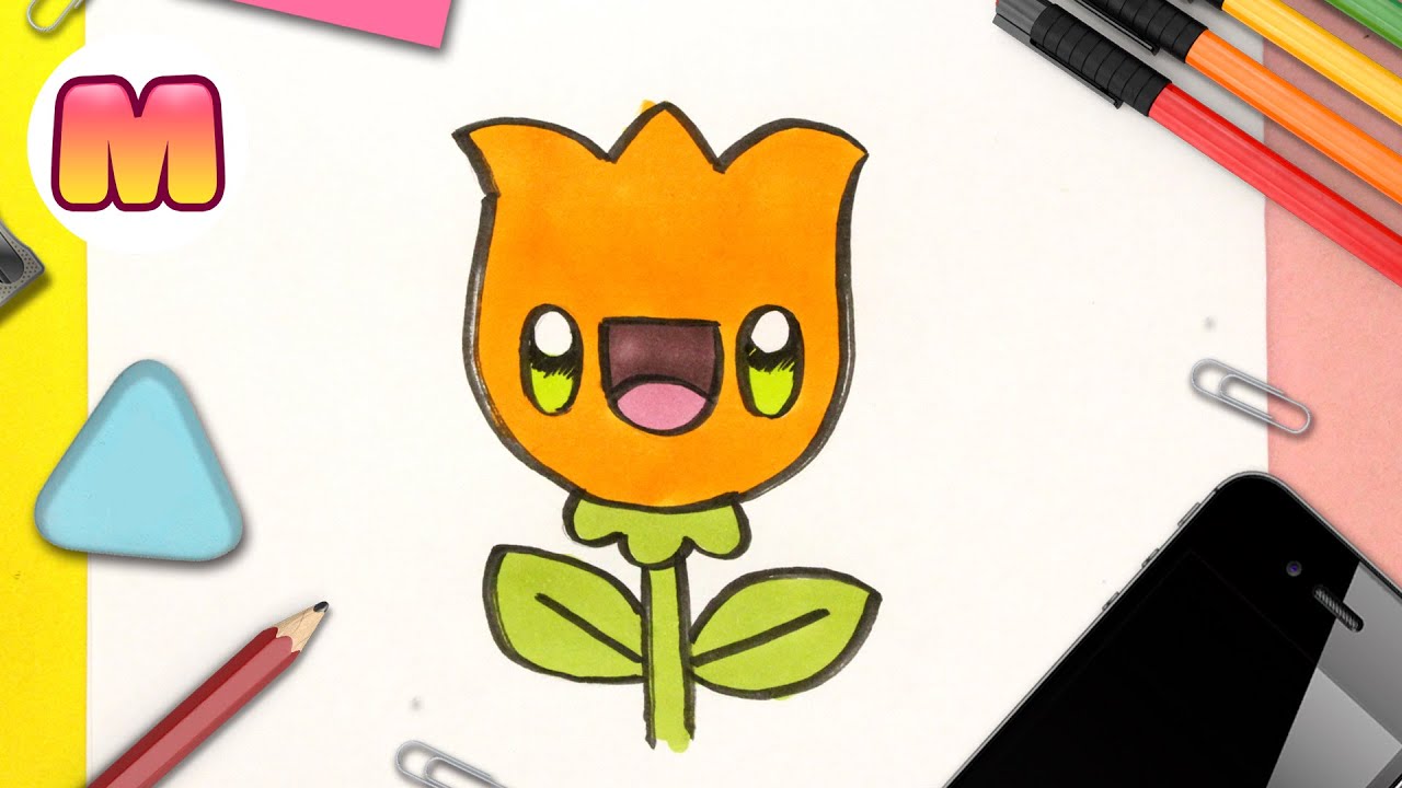 COMO DIBUJAR UNA FLOR KAWAII ️ Dibujos faciles kawaii ️ Aprende a dibujar con Jape - YouTube