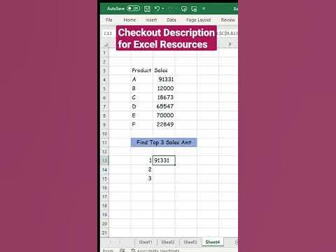 Large Function - Find Top 3 Values in Excel #shortfeed #excelformula #shorts - YouTube