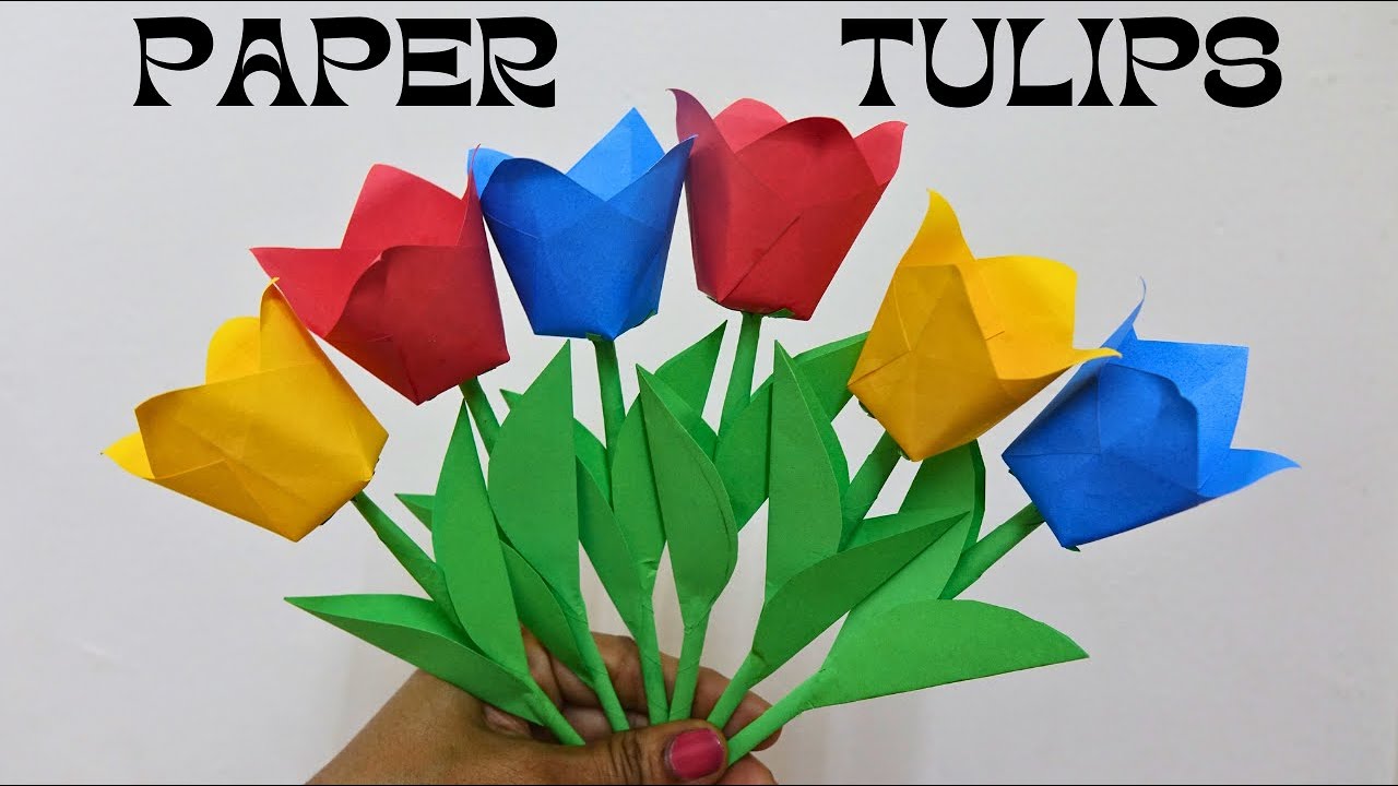 DIY 3D Beautiful Paper Tulips !! Easy Paper Tulip Flower Craft ~ Home ...