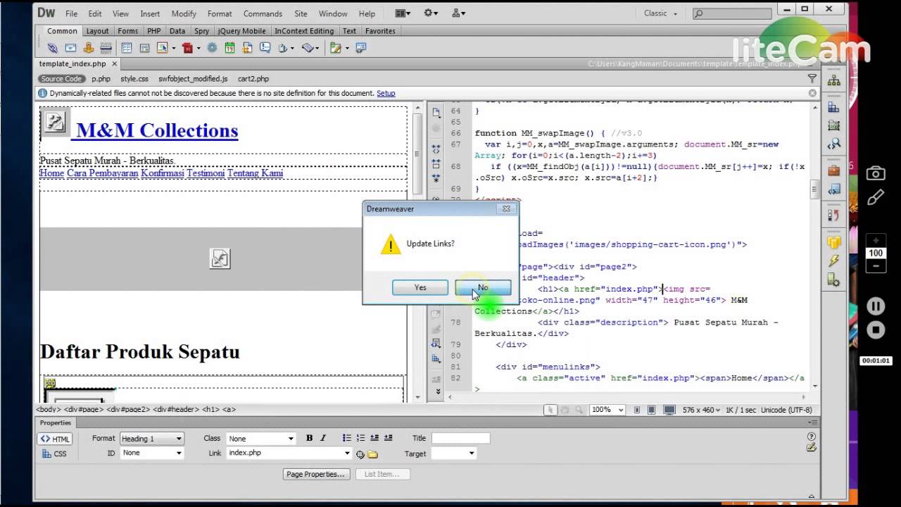 Projek Web 2 : Membuat Halaman Utama Pada Web Penjualan Dreamweaver CS6 ...
