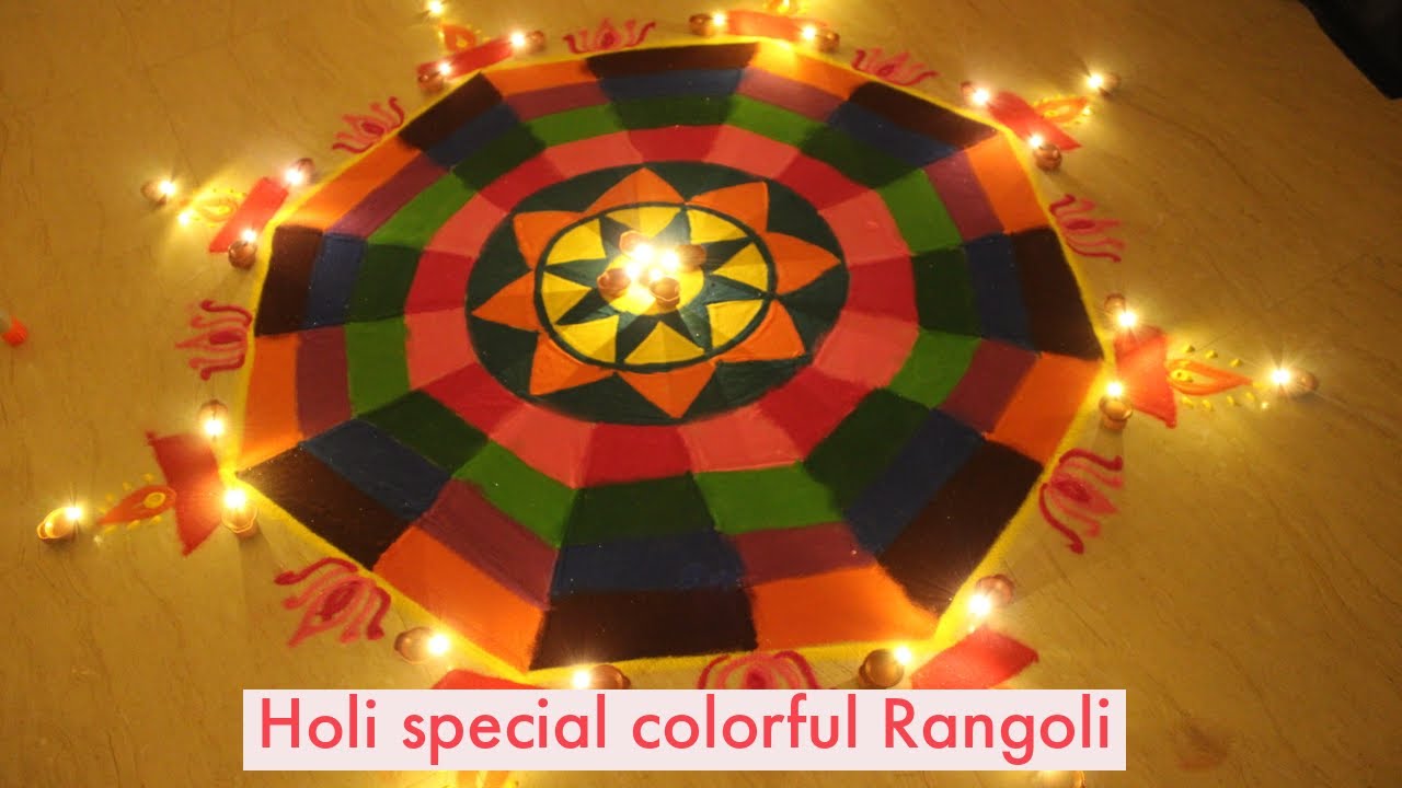 Holi special colorful eye-catching Rangoli - Sangamam rangoli - Holi ...