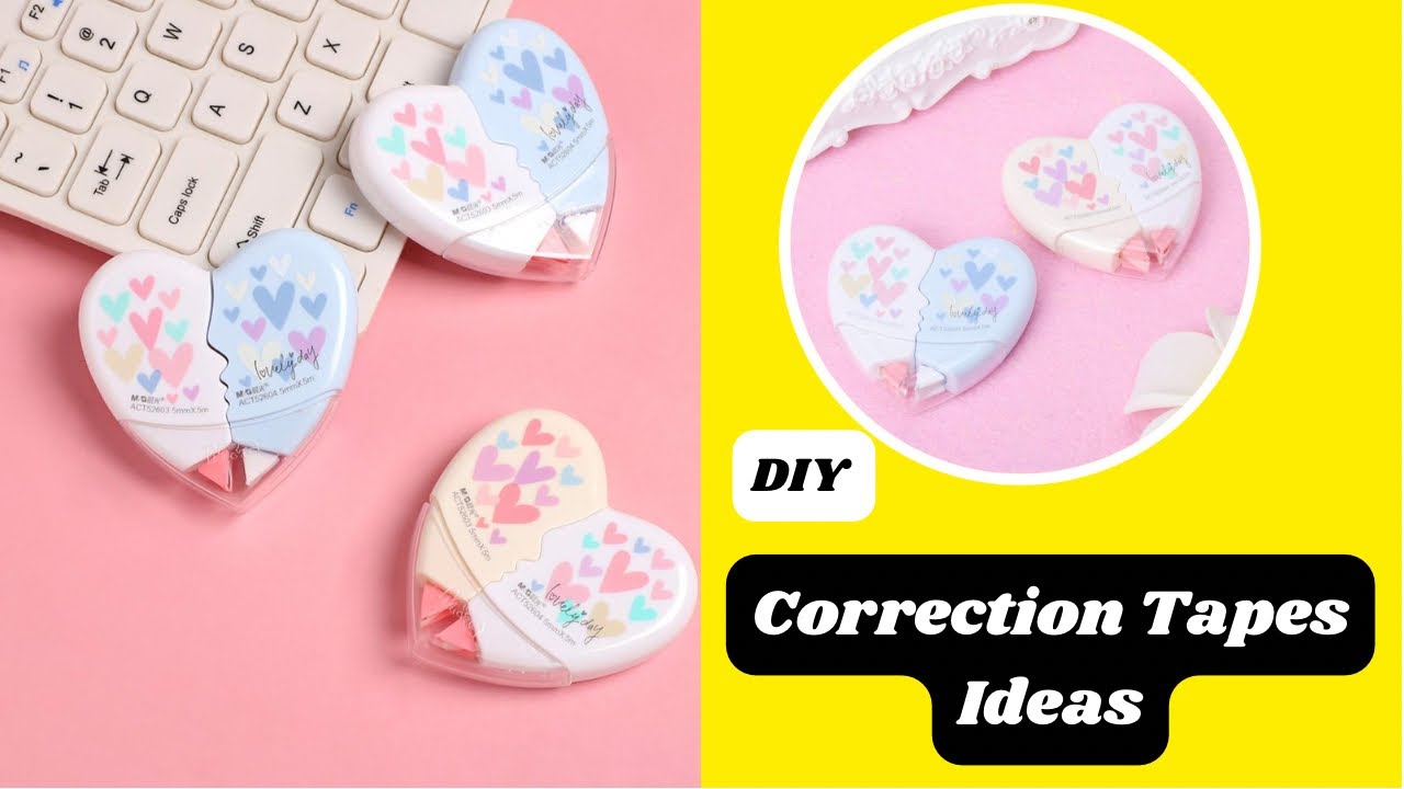DIY Kawaii Correction Tapes / heart correction tape / easy paper craft ...