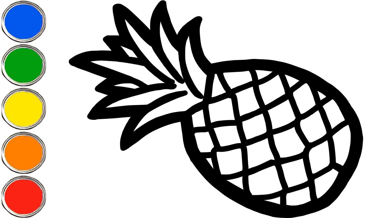 How To Draw Pineapple | Coloring For Kids and Coloring Videos | Step By ...