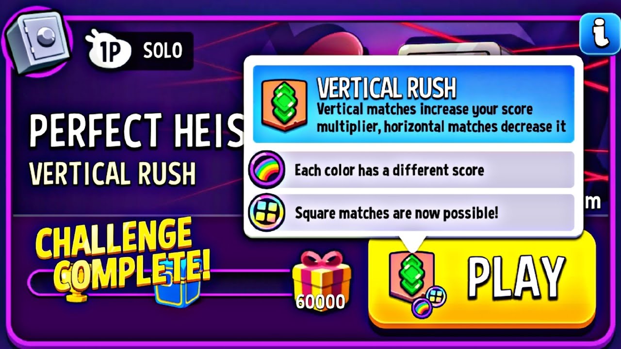solo challenge vertical rush perfect heist square matches rainbow match masters today gameplay ...