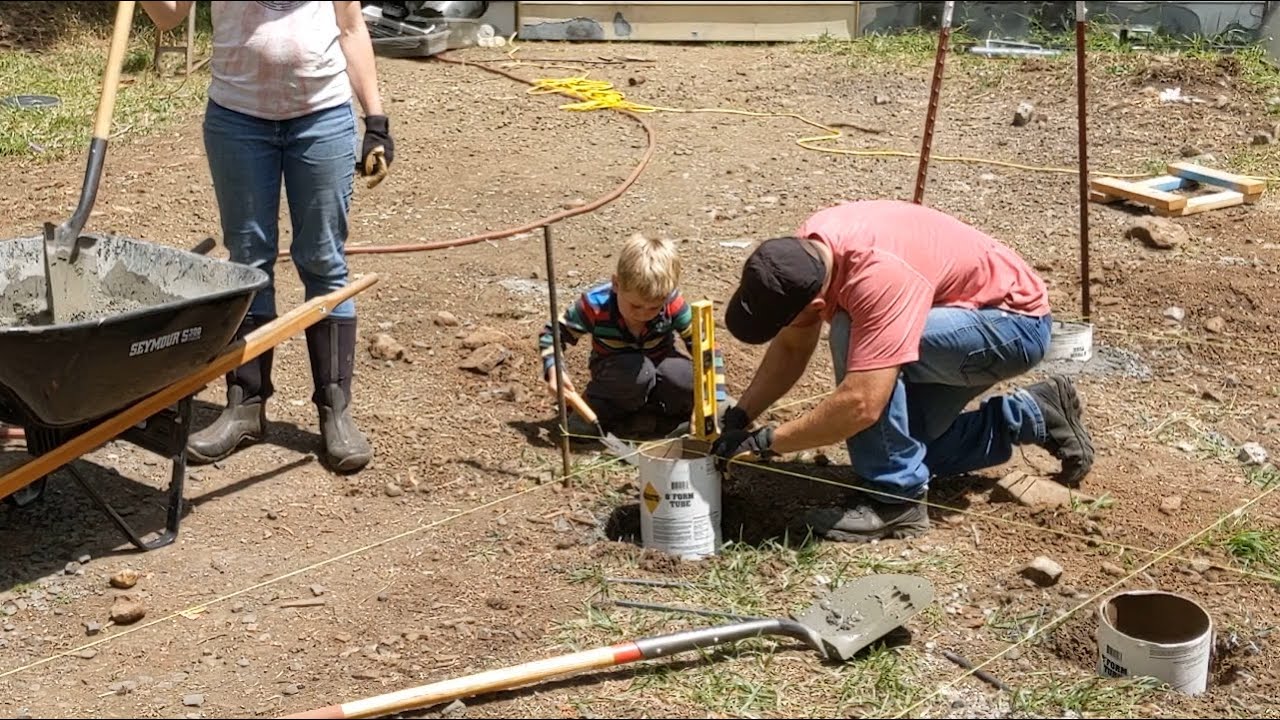Pouring Footers for Yurt Utility Room - YouTube