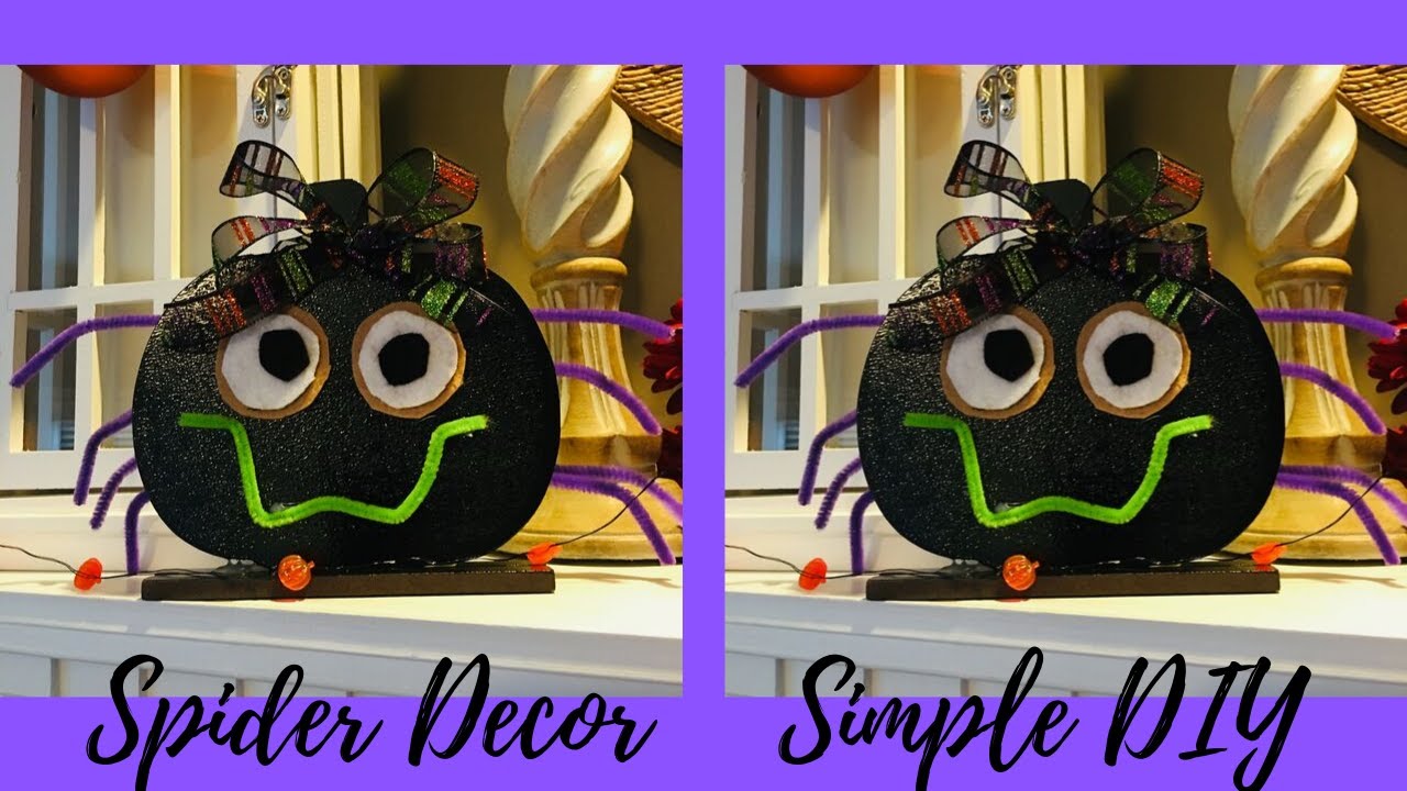 Dollar Tree Spider Decoration using a Pumpkin Sign DIY - YouTube