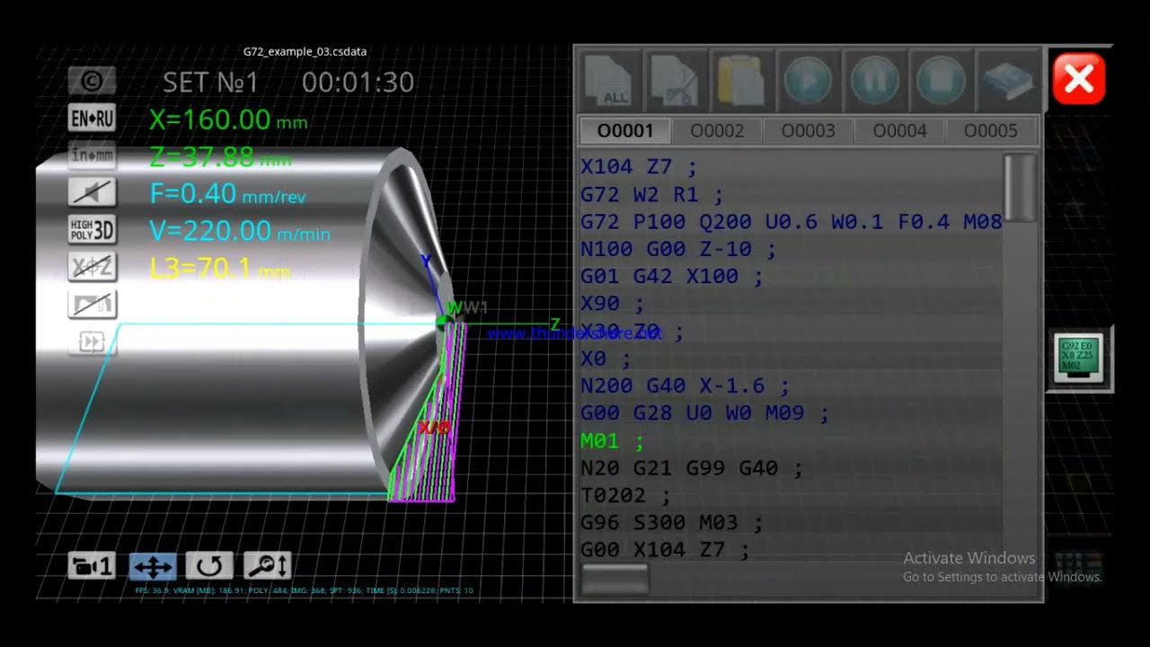 | CNC PROGRAMME | G72 Cycle | Example 03 |CNC SIMULATION | Fanuc ...