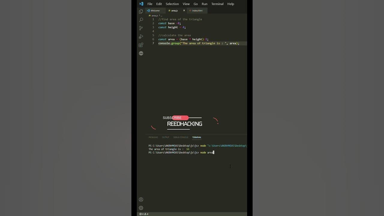 area of triangle in JavaScript | JavaScript beginner example #javascript #javascript_tutorial ...