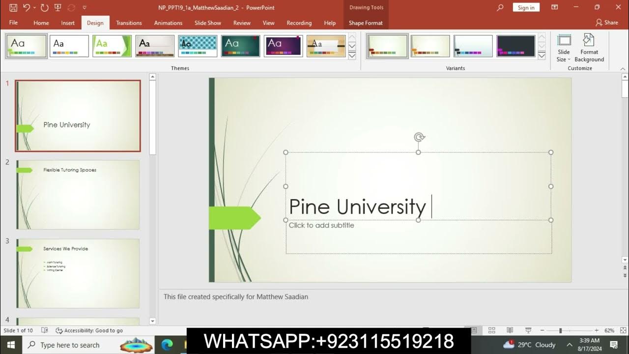 PowerPoint 2019 Module 1 SAM Project 1a | Pine University | NP_PPT19_1a | Module 1 SAM Project ...