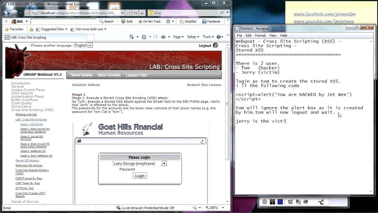 OWASP - Webgoat - Cross Site Scripting - Stored XSS - YouTube