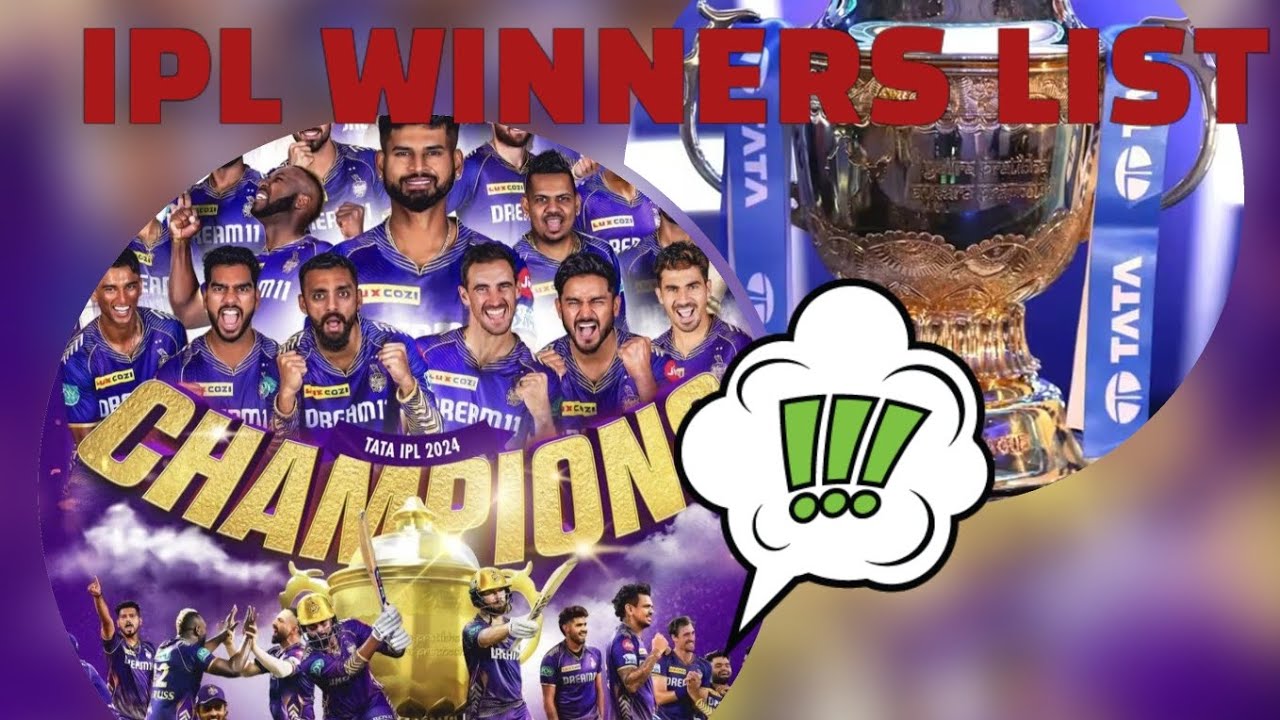 TATA IPL WINNER 20K4🏆🥇|2008 TO 2024 WINNERS LIST |IMPORTANT LIST # ...