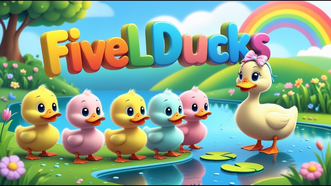 Five Little Ducks | 3D Cartoon Nursery Rhyme for Kids | Learn to Count ...
