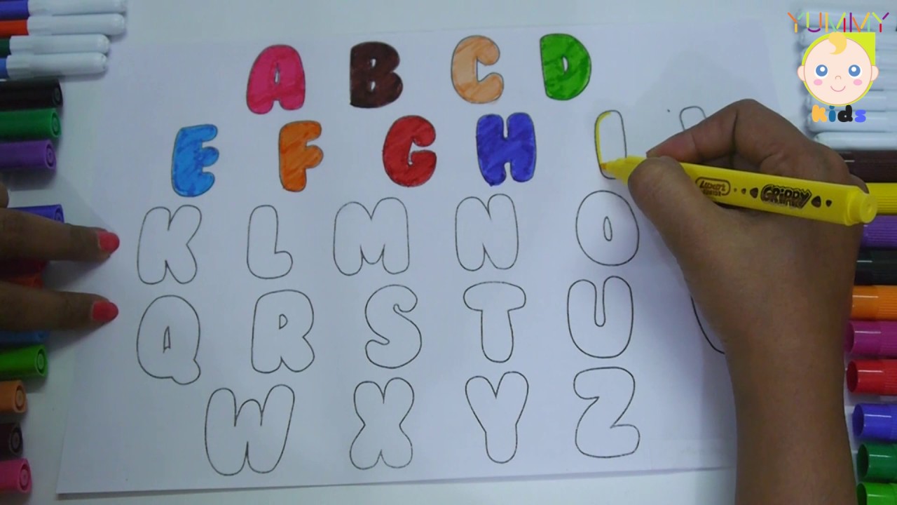 Coloring A B C D for kids Coloring pages ABCD for kids A B C Color ...