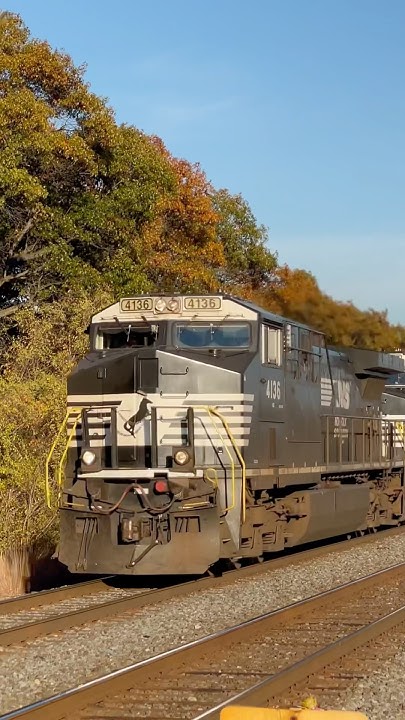 NS 4136 rolls a intermodal past Portage/ogden dunes - YouTube