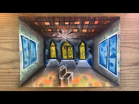 Room Abstract Painting With Church Windows In Soft Pastel ...
