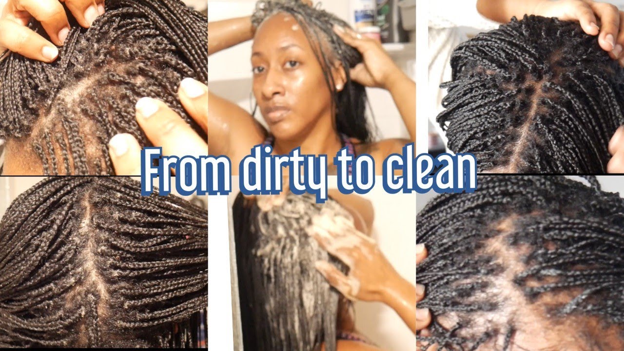 From dirty to clean! Washing my tiny box braids. - YouTube