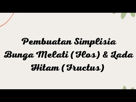 Pembuatan Simplisia Bunga Melati Dan Lada Putih - (Flos & Fructus ...