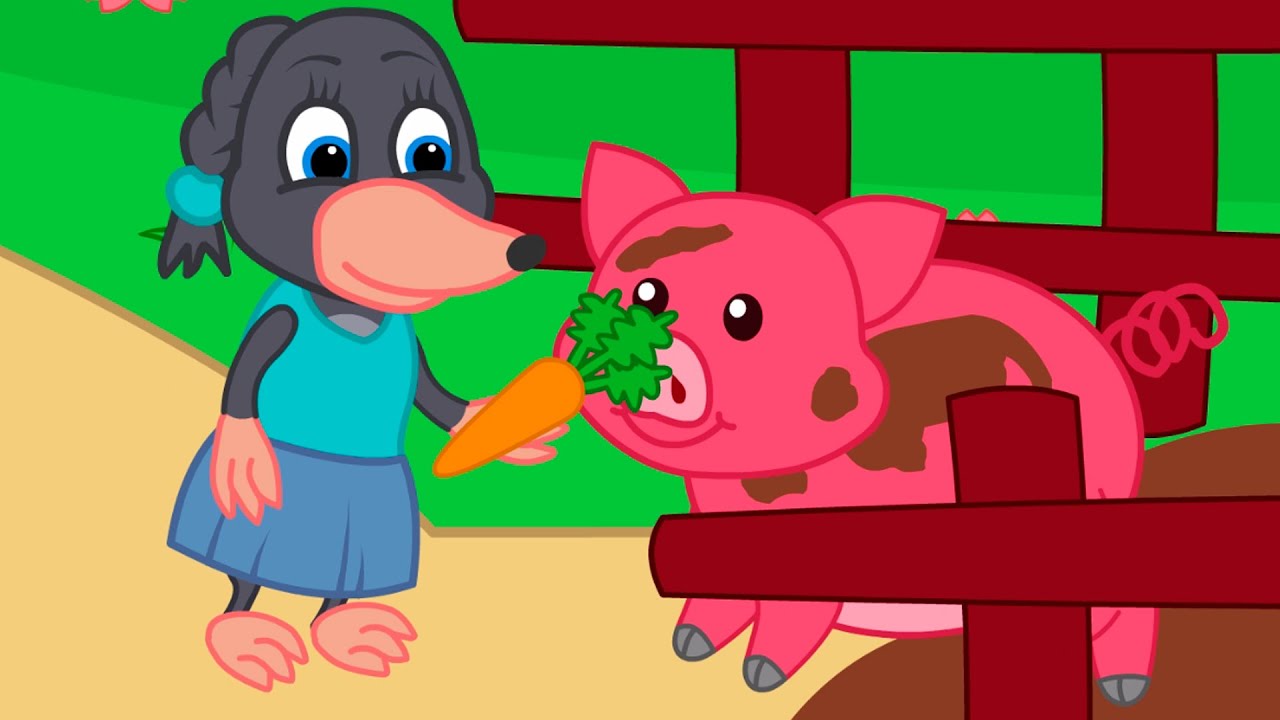Benny Mole and Friends - Feed The Pink Pig Cartoon for Kids - YouTube