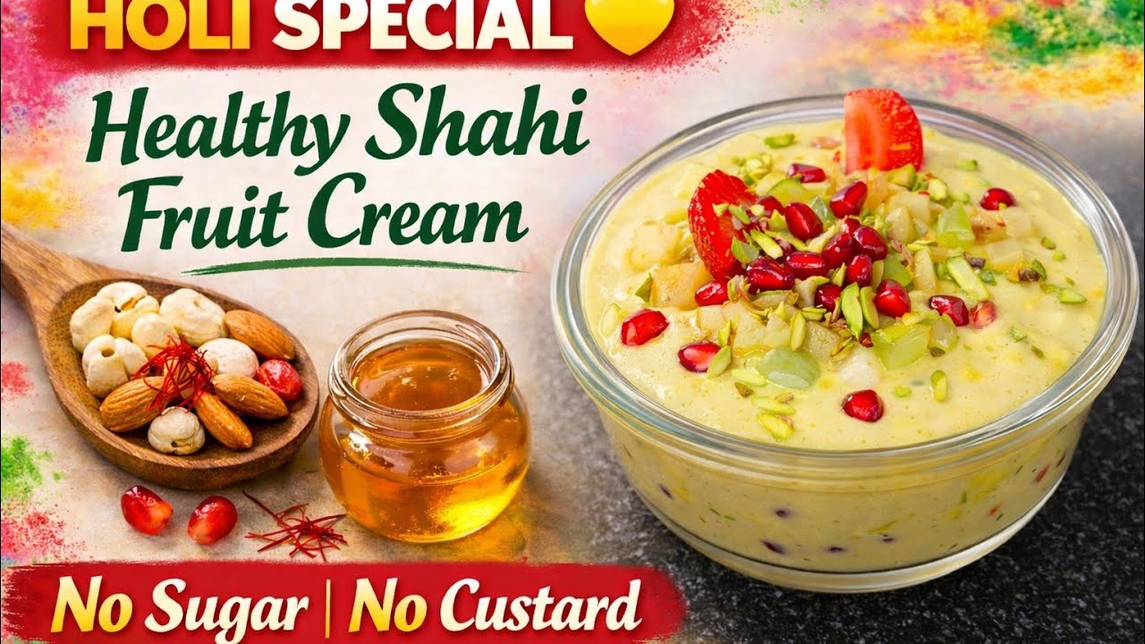 Holi Special Healthy Shahi Fruit Cream | No Sugar Fruit Custard | Dry ...