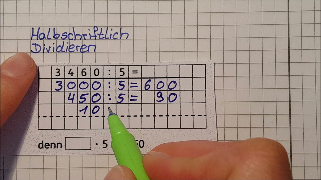 Mathe Klasse 4 - Halbschriftlich Dividieren (mit Probe) - YouTube