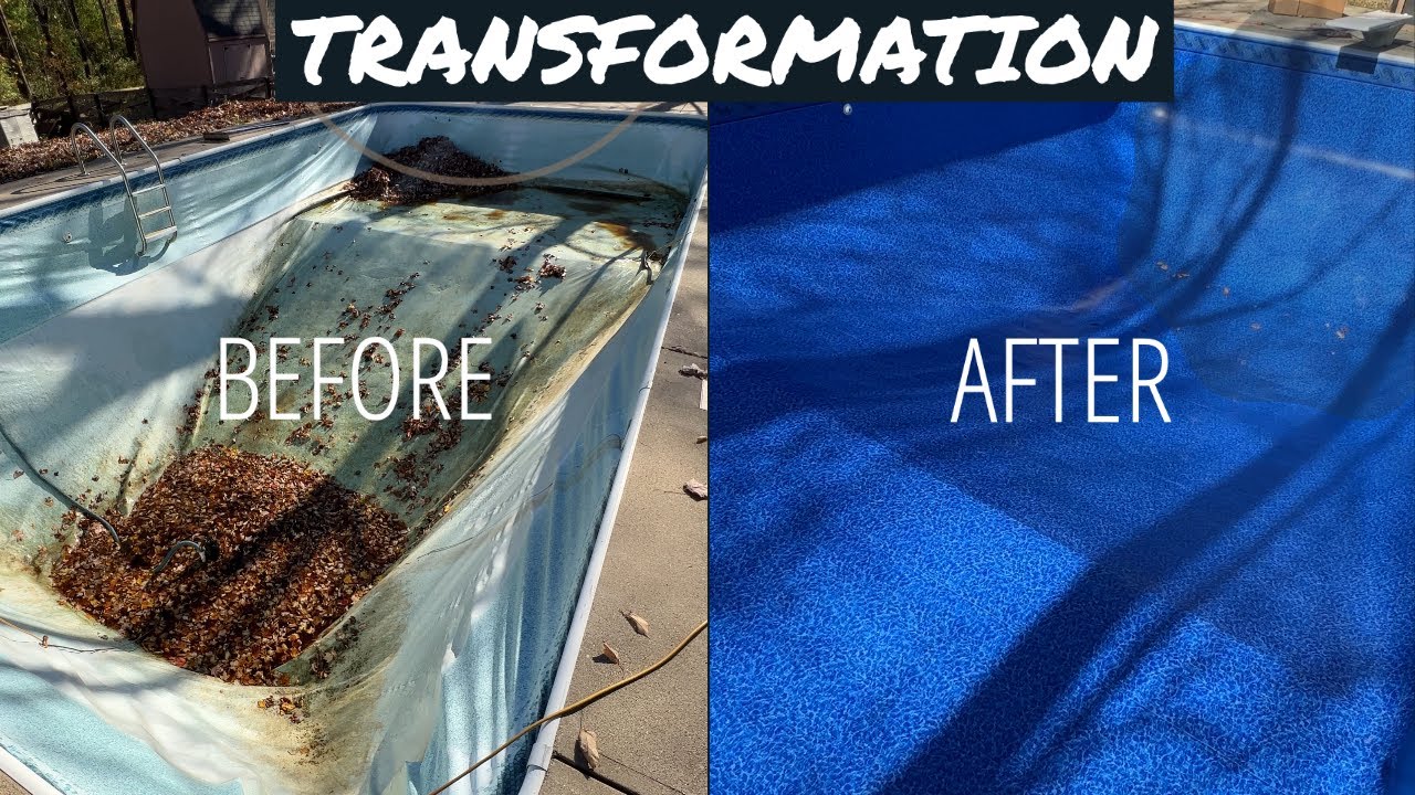 Check out this backyard transformation! In-ground vinyl liner pool ...