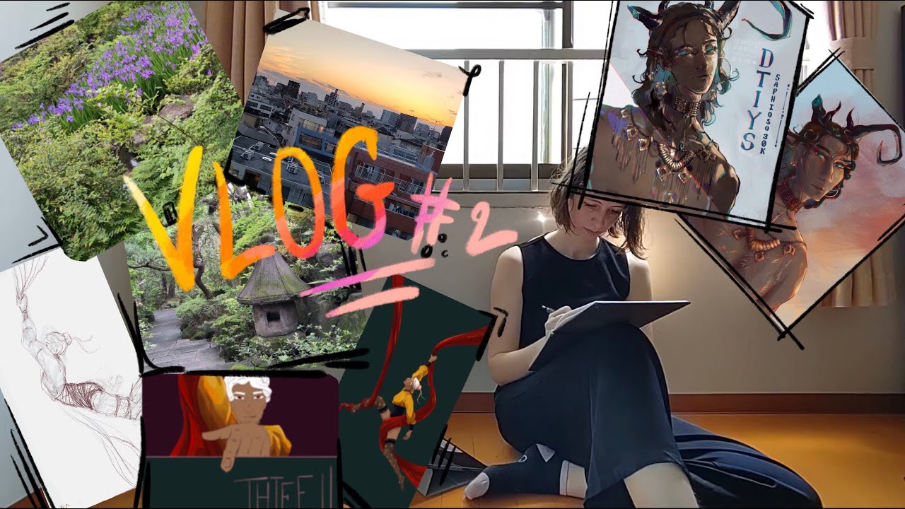 Studio Vlog #2 - drawing comics, visiting Tokyo's gardens, DTIYS - YouTube