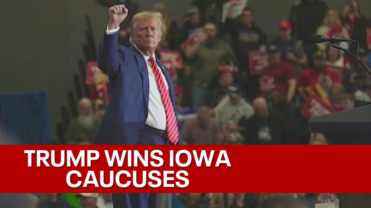 Trump wins Iowa caucuses with over 50% of the vote - YouTube