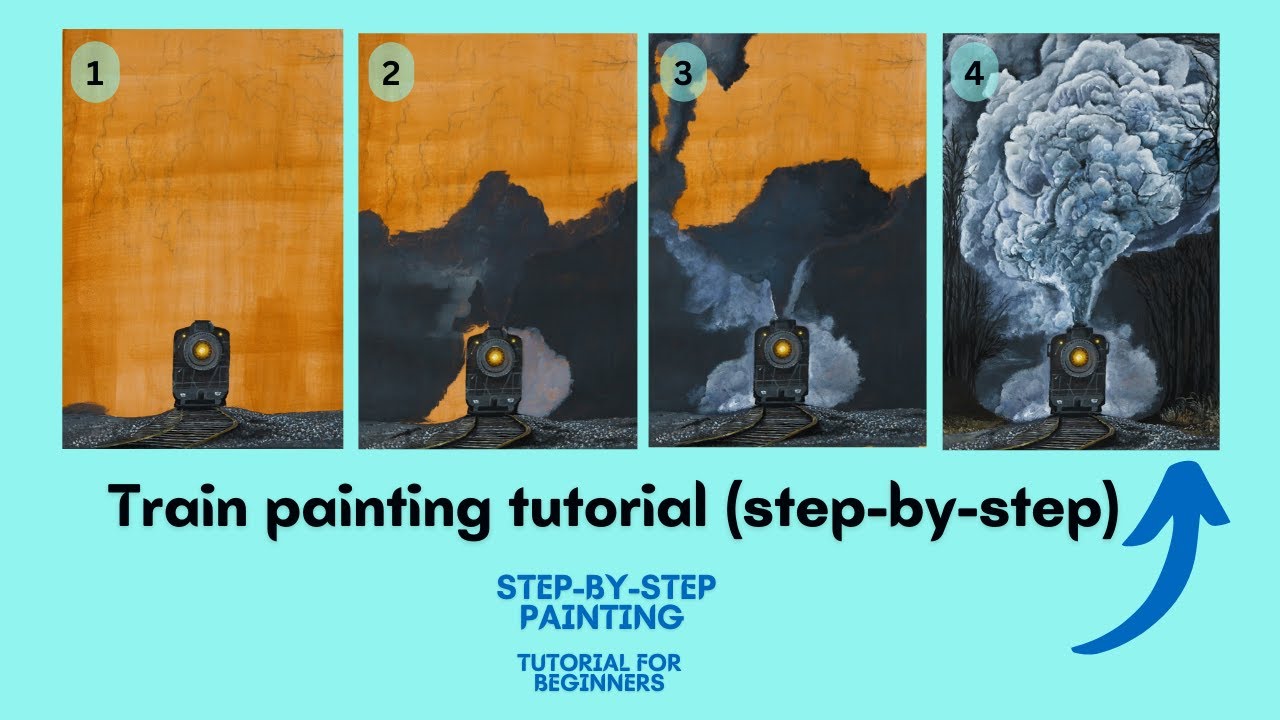 Train painting tutorial (step by step) #Painting #acrylic # ...