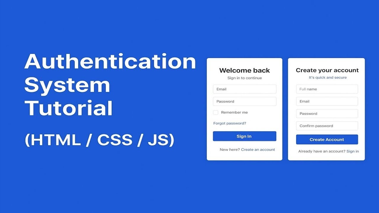 Authentication System Tutorial Part 1 | HTML CSS JavaScript Login & Registration Forms - YouTube