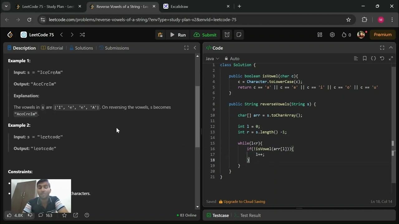 LeetCode 345:Reverse Vowels of a String | 75 Days Challege - YouTube